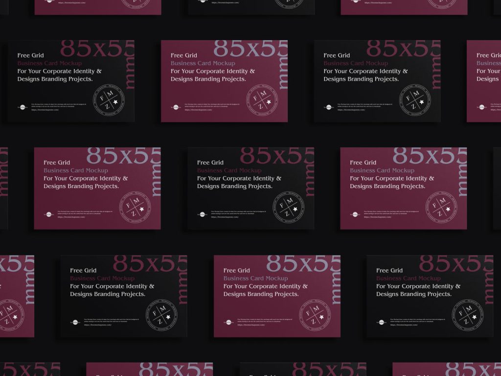 Free Top View Grid Business Card Mockup Design - Mockup Planet