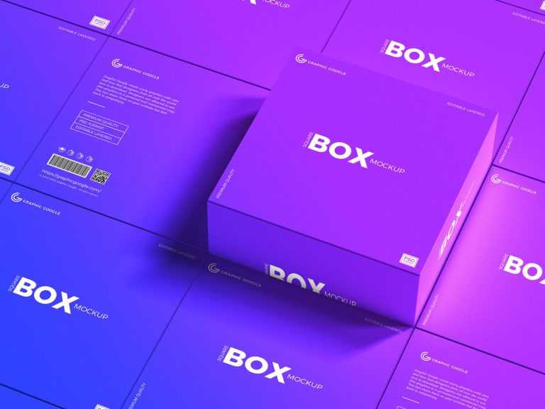 Free Branding Grid Boxes Packaging Mockup Design - Mockup Planet