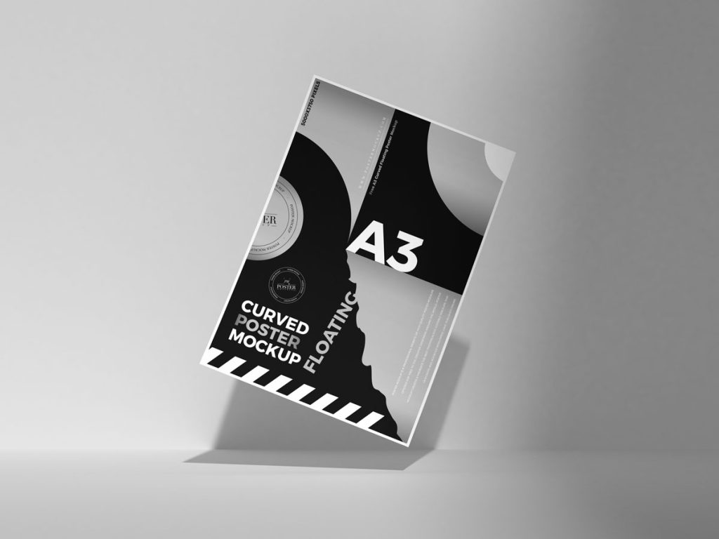 Free Floating A3 Poster Mockup Design - Mockup Planet