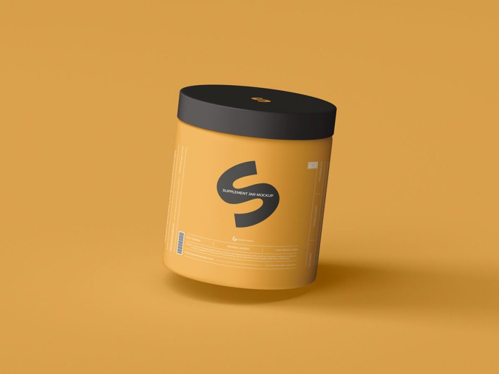 Free Supplement Jar Packaging Mockup Design - Mockup Planet