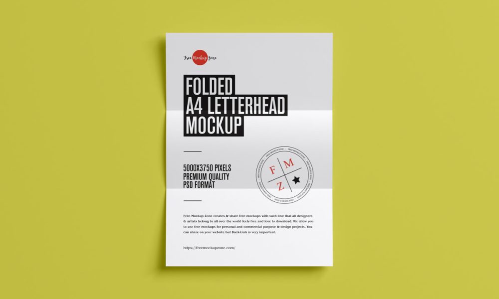 Free Top View Folded Letterhead Mockup Design - Mockup Planet