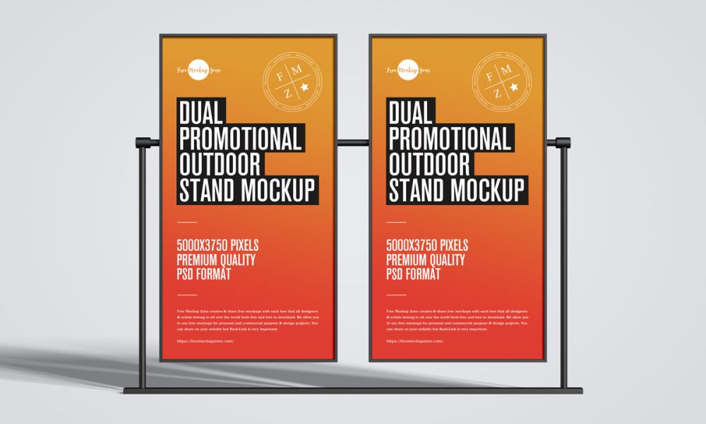 Free Advertising Dual Stand Banner Mockup Design - Mockup Planet