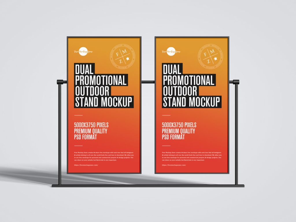 Free Advertising Dual Stand Banner Mockup Design - Mockup Planet