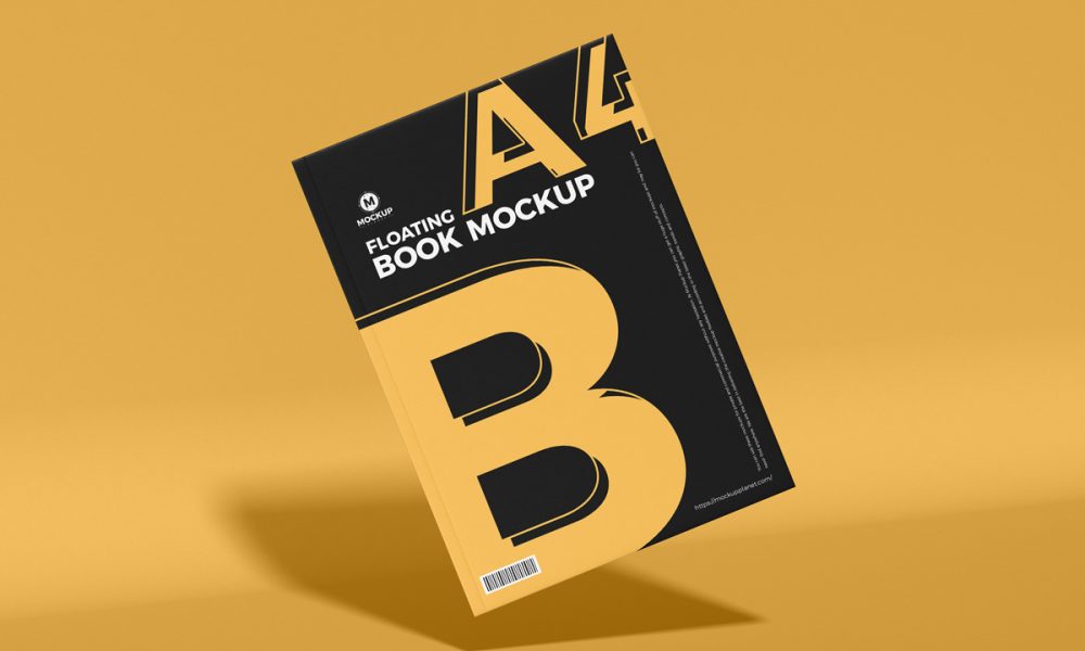 Free Floating A4 Book Mockup Design - Mockup Planet