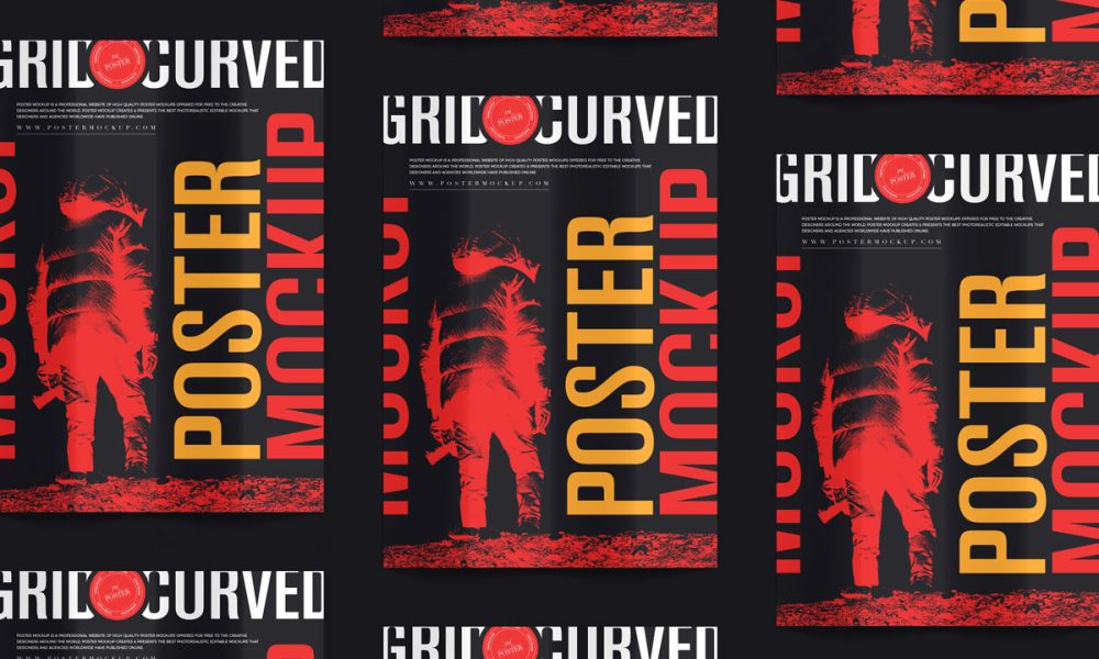 Free Grid Presentation A3 Poster Mockup Design - Mockup Planet