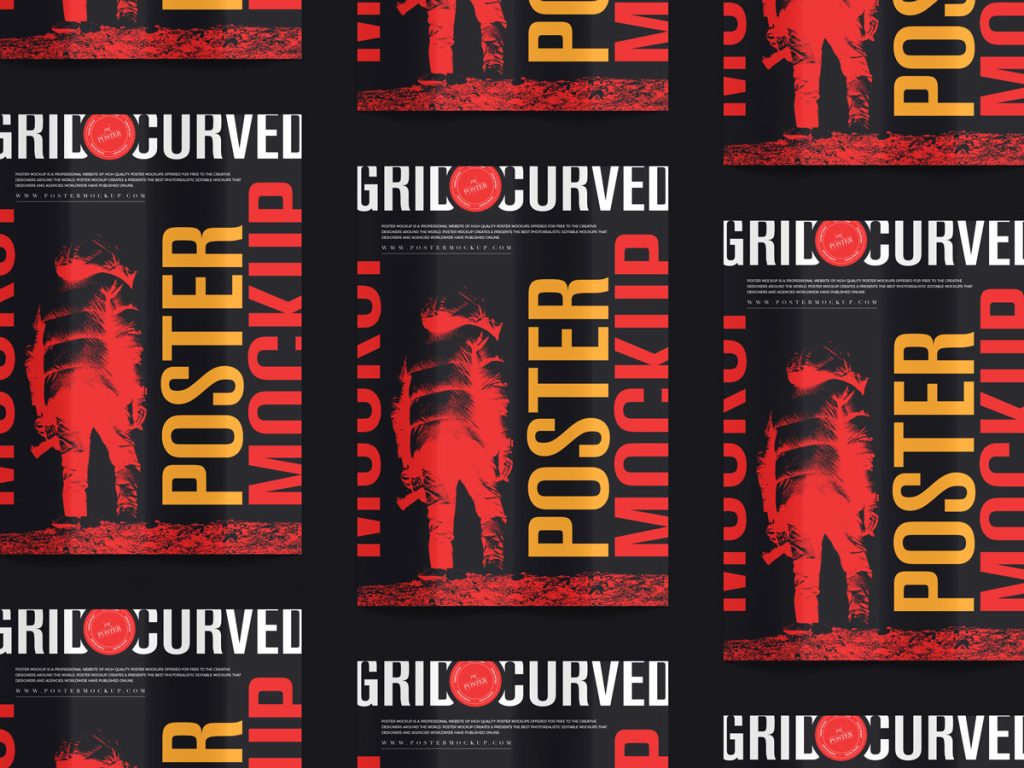 Free Grid Presentation A3 Poster Mockup Design - Mockup Planet