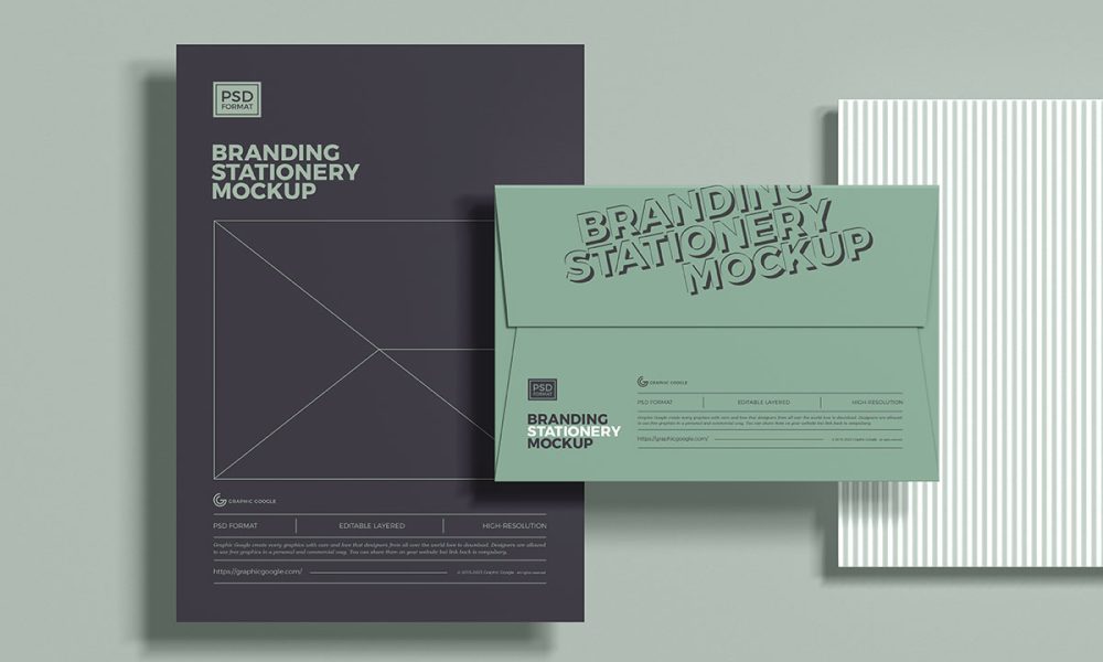 Free Top View Elegant Stationery Mockup Design - Mockup Planet