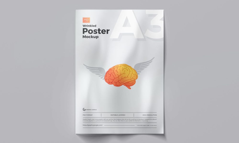 Free Elegant Top View A3 Poster Mockup Design - Mockup Planet