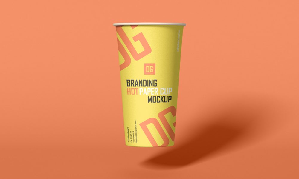 Free Flying Paper Cup Mockup Design - Mockup Planet