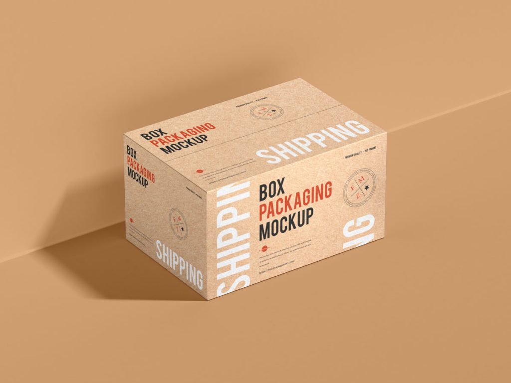 Free Premium Shipping Box Packaging Mockup Design - Mockup Planet