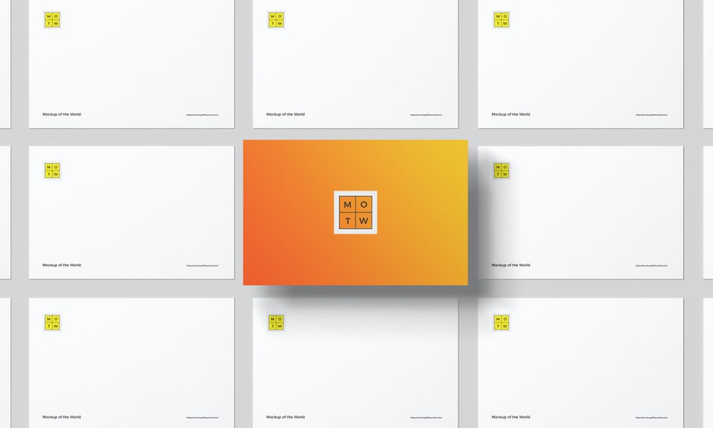 Free Brand Identity Grid Business Card Mockup Design - Mockup Planet