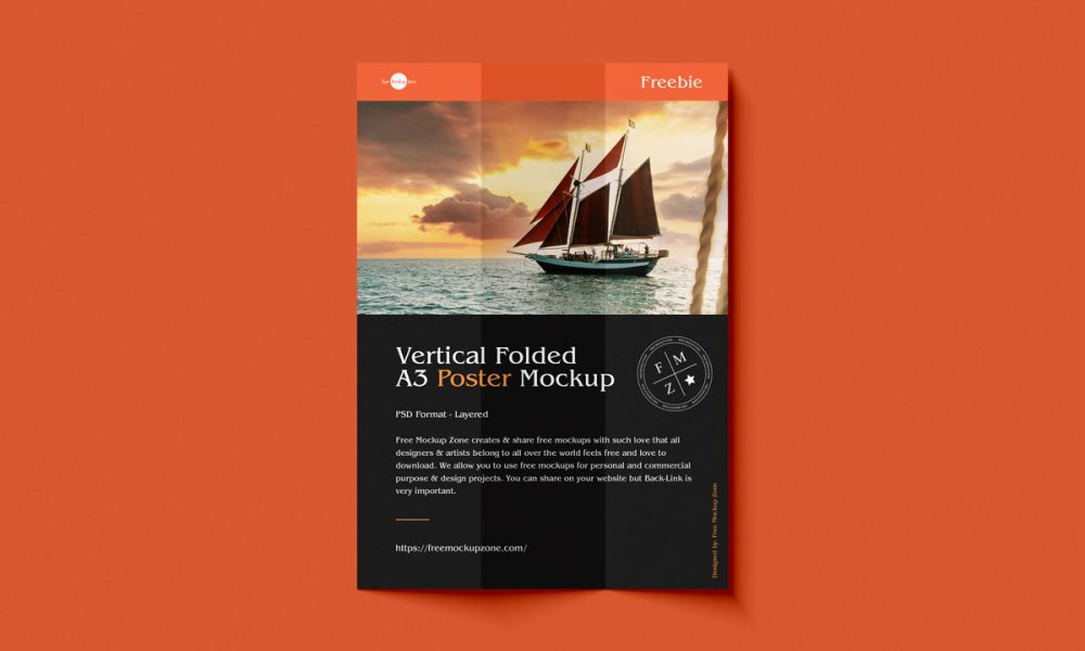 Free Top View Folded Poster Mockup Design - Mockup Planet