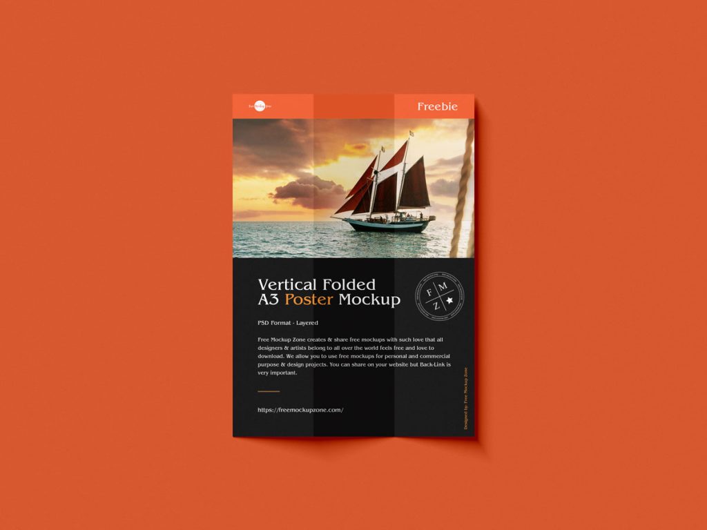 Free Top View Folded Poster Mockup Design - Mockup Planet