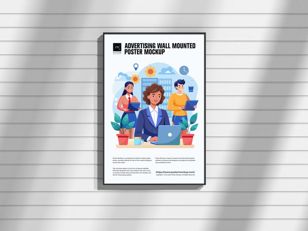 Free Wall Mounted Framed Poster Mockup Design - Mockup Planet