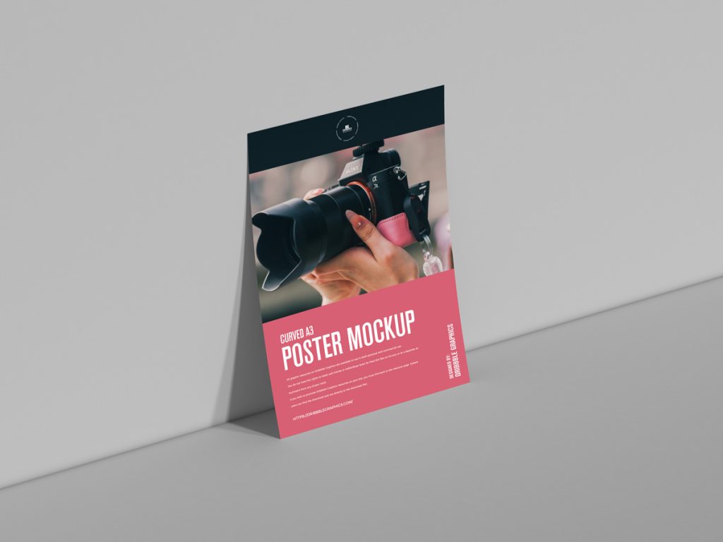 Free Curved Brand Poster Mockup Design - Mockup Planet