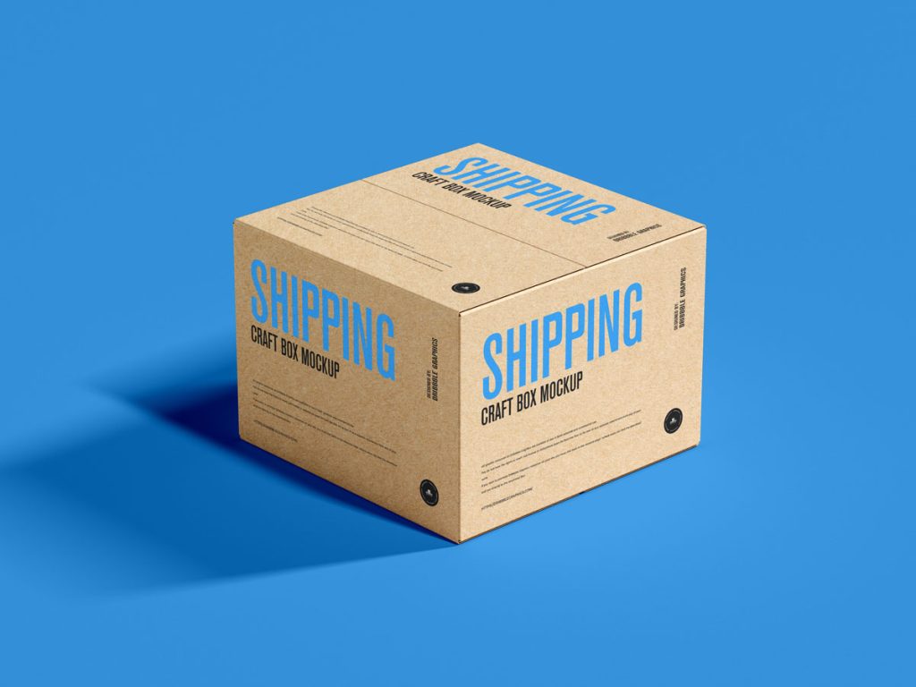 Free Shipping Craft Box Packaging Mockup Design - Mockup Planet