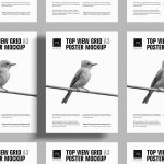 Free Top View A3 Poster Mockup Design - Mockup Planet