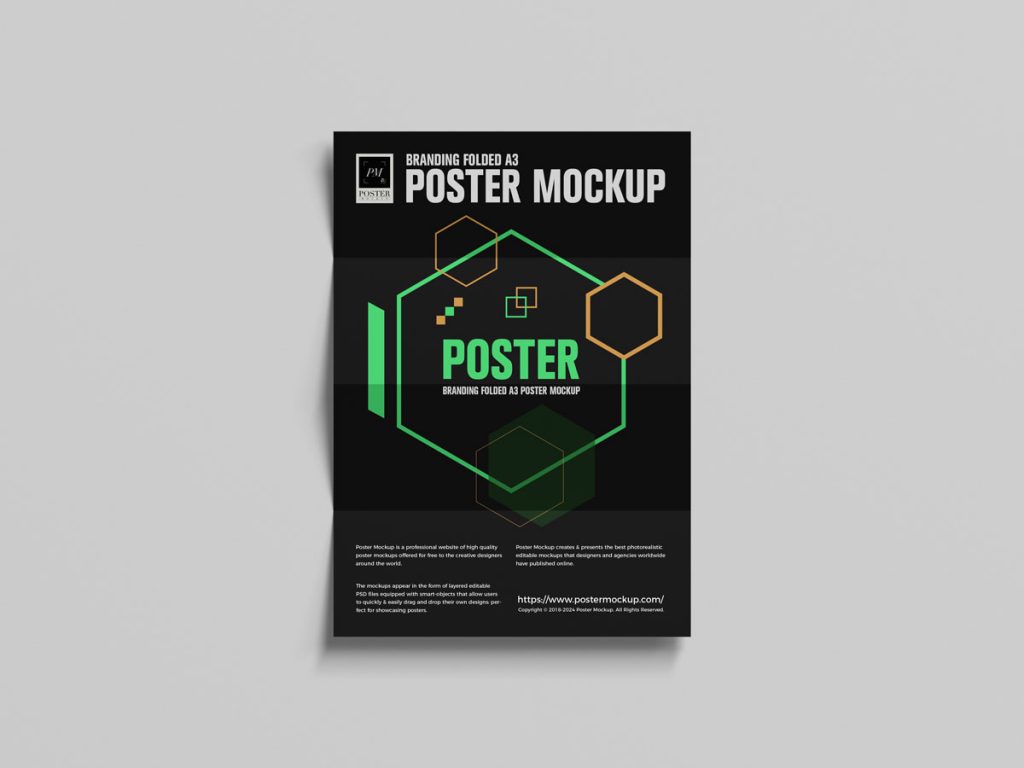Free Modern Folded A3 Poster Mockup Design - Mockup Planet
