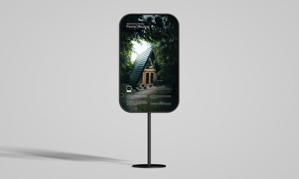 Free Rounded Display Poster Mockup Design - Mockup Planet