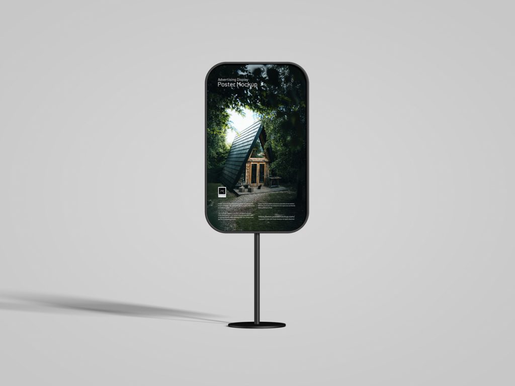 Free Rounded Display Poster Mockup Design - Mockup Planet