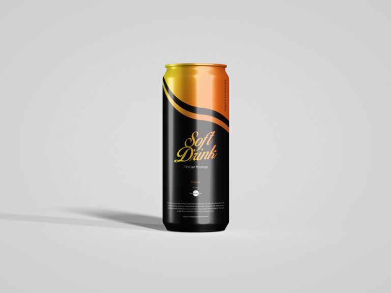 Free Stand Up Soft Drink Tin Can Mockup Design - Mockup Planet